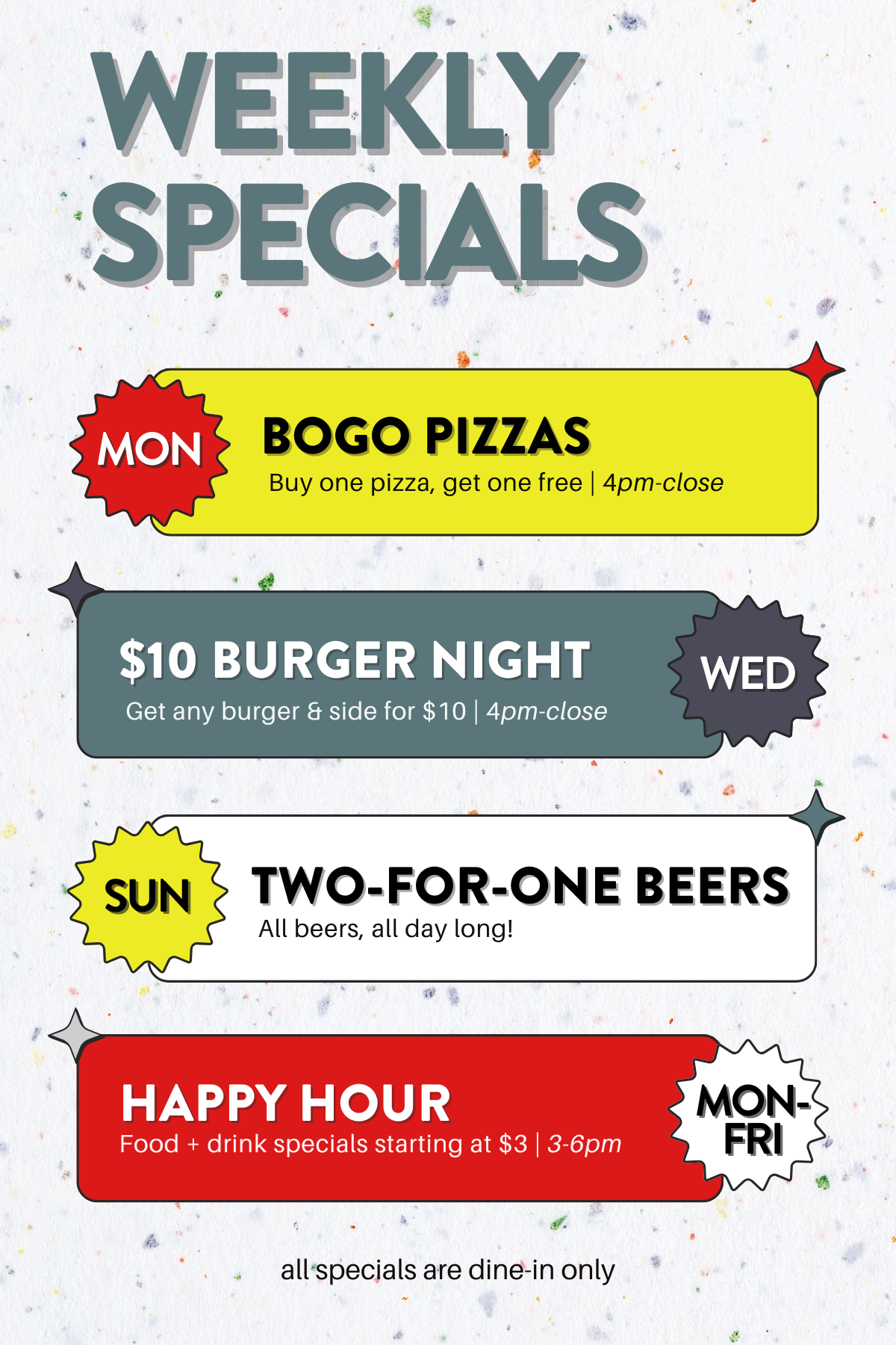 Specials - Jaspers Restaurant